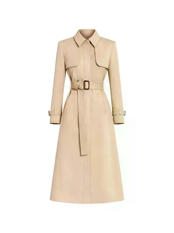 Elie Saab Belted Pleated Coat - Neutrals