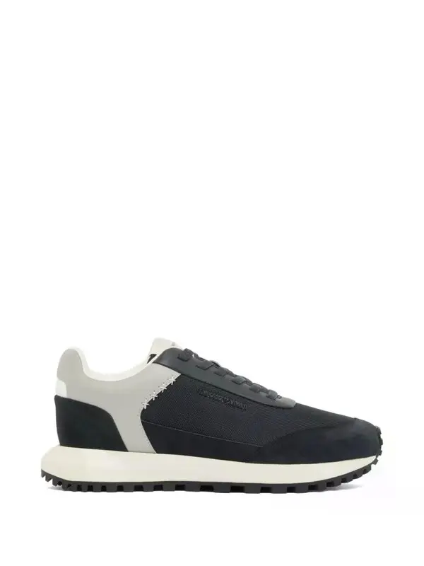 Emporio Armani Mesh-panelled Suede-trim Sneakers - Blue
