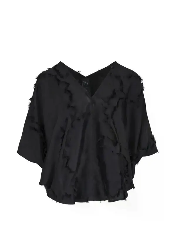 Zero + Maria Cornejo Frayed V-neck Blouse