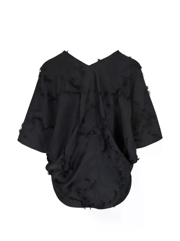 Zero + Maria Cornejo Frayed V-neck Blouse