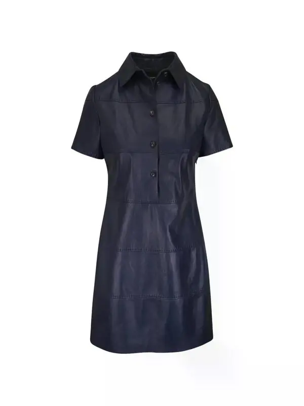 Kiton Collared Leather Dress - Blue