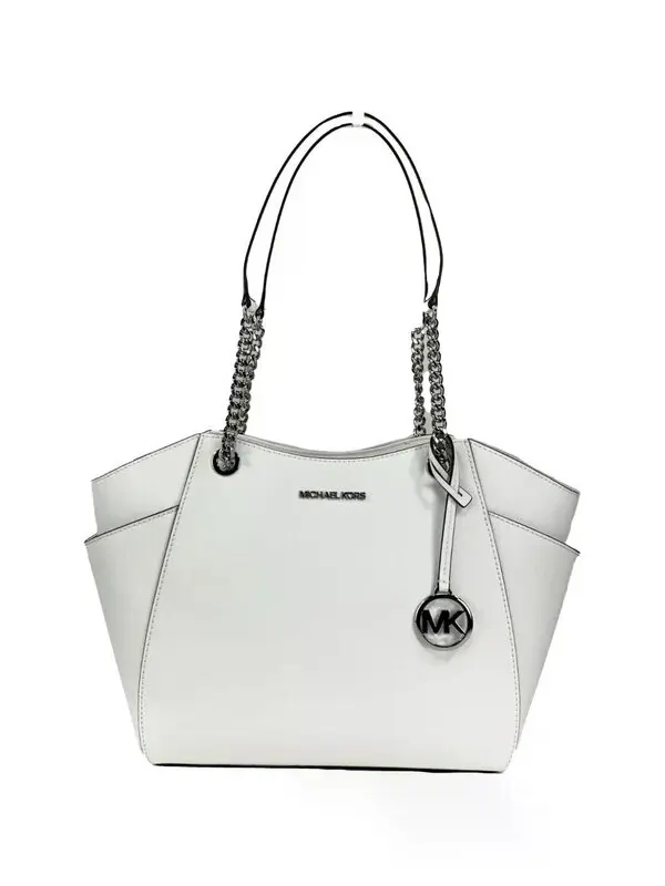 Michael Kors Chain-link Leather-trim Tote Bag - White