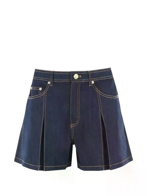 Cinq À Sept Desi Pleated Denim Shorts - Blue