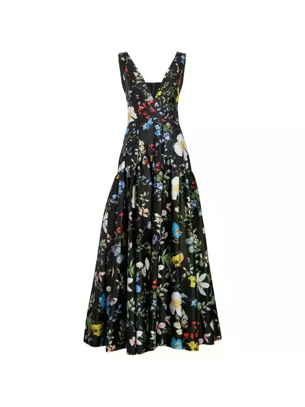 Alice + Olivia Lila Floral-print Maxi Dress - Black