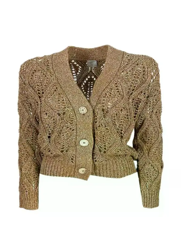 Eleventy Sequin-embellished Open-knit Cardigan - Neutrals