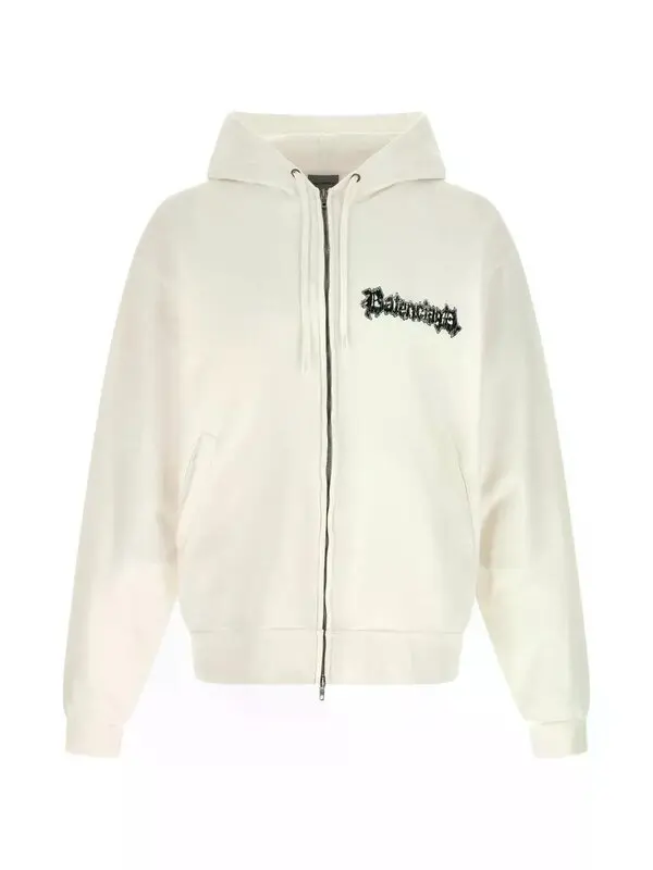 Balenciaga Graphic-print Zip-up Hoodie - Neutrals
