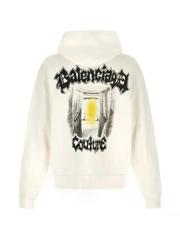 Balenciaga Graphic-print Zip-up Hoodie - Neutrals