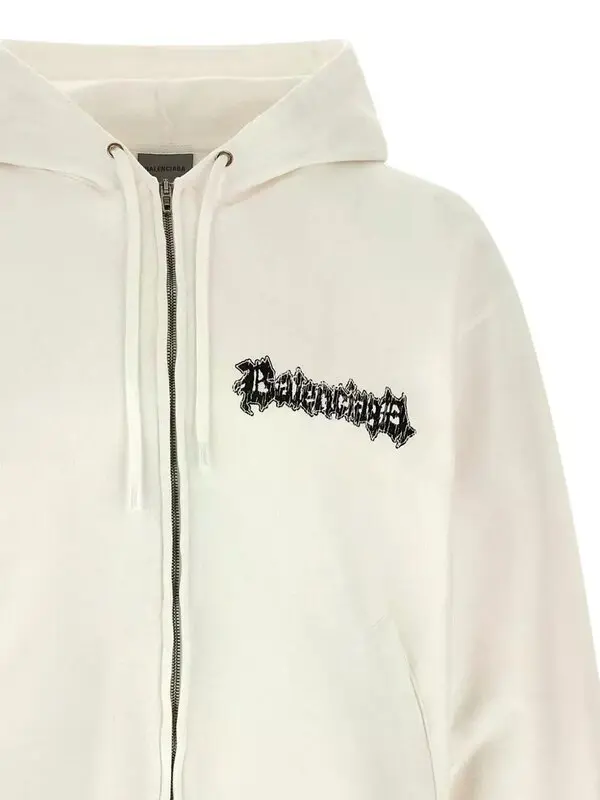 Balenciaga Graphic-print Zip-up Hoodie - Neutrals