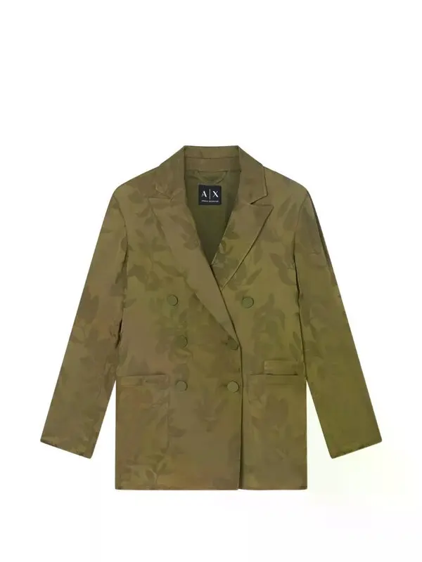 Armani Exchange Leaf-print Double-breasted Blazer - Green