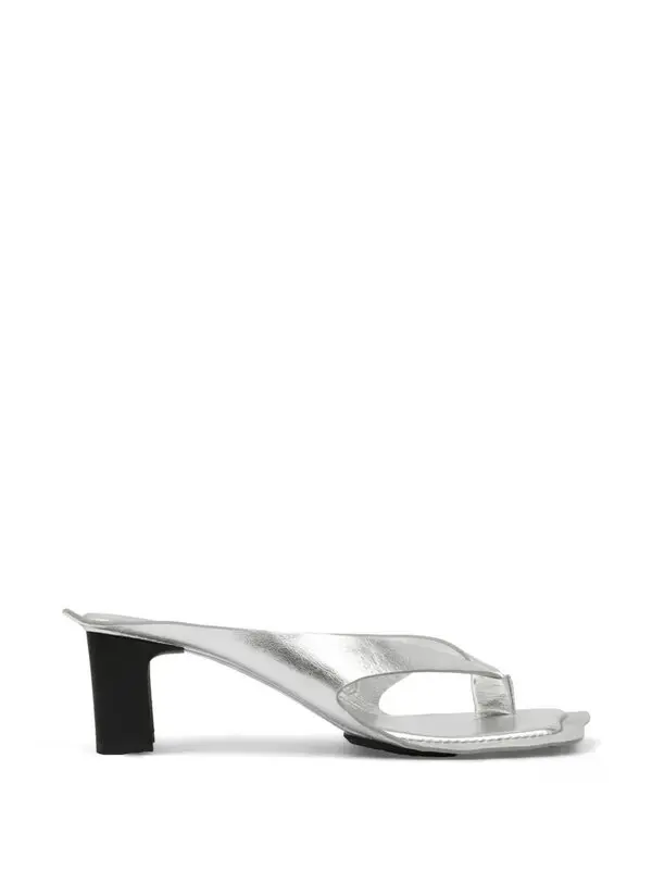 MAISON MARGIELA Laminated Leather Flip Flops - Silver