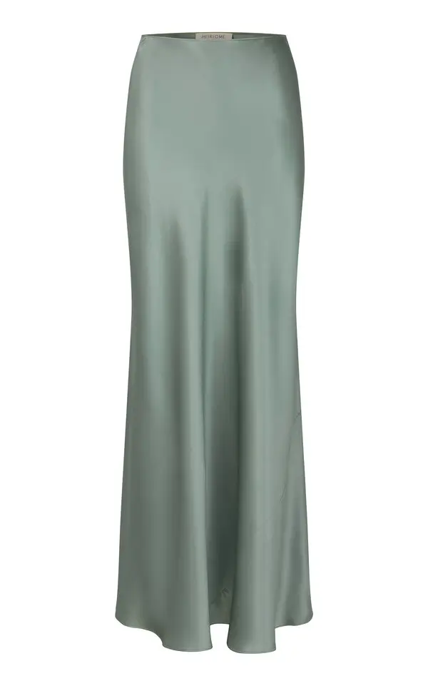 HEIRLOME Perla Silk Maxi Skirt - Green