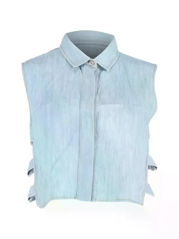 Sea Cutout Sleeveless Shirt - Blue