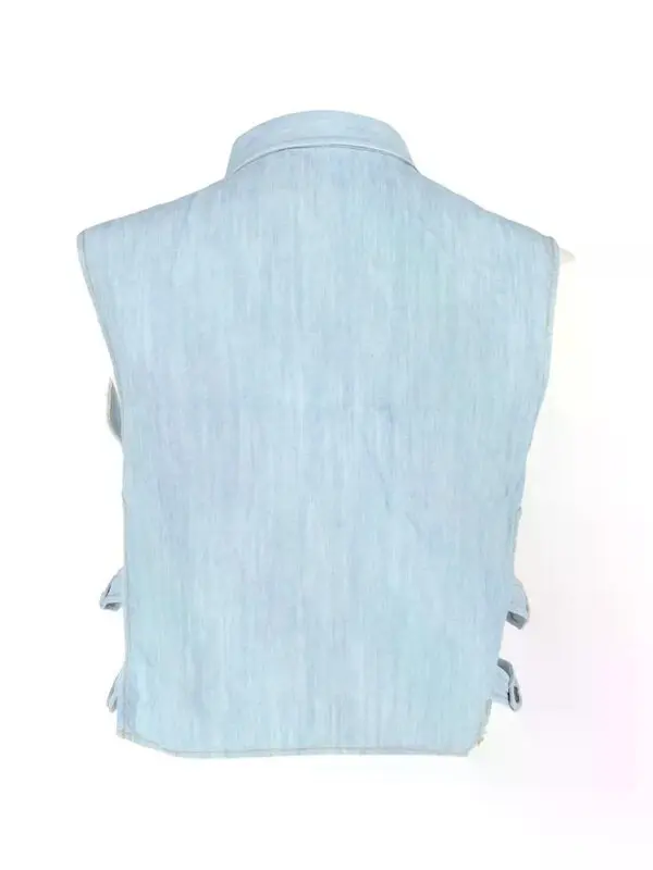 Sea Cutout Sleeveless Denim Shirt
