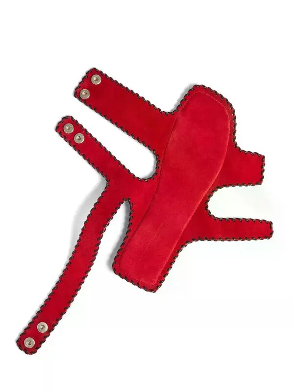 Khaite Leather Flat Sandals - Red