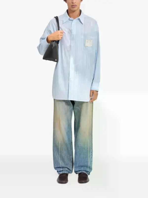 MAISON MARGIELA Striped Poplin Shirt - Blue