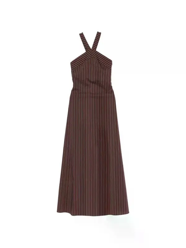 Patrizia Pepe Pinstripe Pattern Maxi Dress - Brown