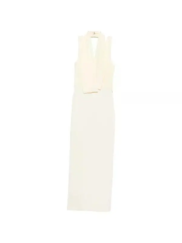 Patrizia Pepe Draped Long Dress - Neutrals