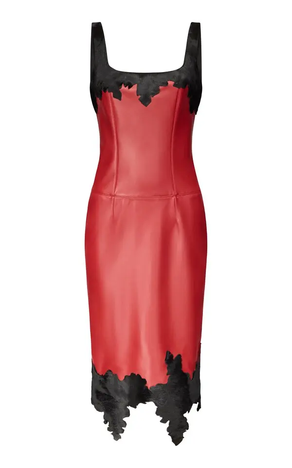 LUDOVIC DE SAINT SERNIN Sylvia Leather Midi Dress - Red