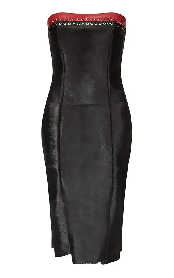 LUDOVIC DE SAINT SERNIN Lucinda Embellished Leather Midi Dress - Black