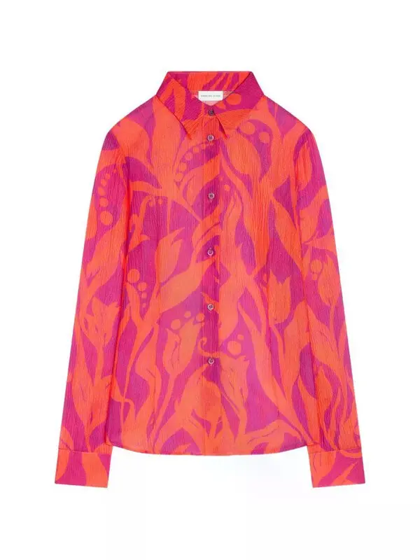 Dries Van Noten Patterned Silk Shirt - Orange