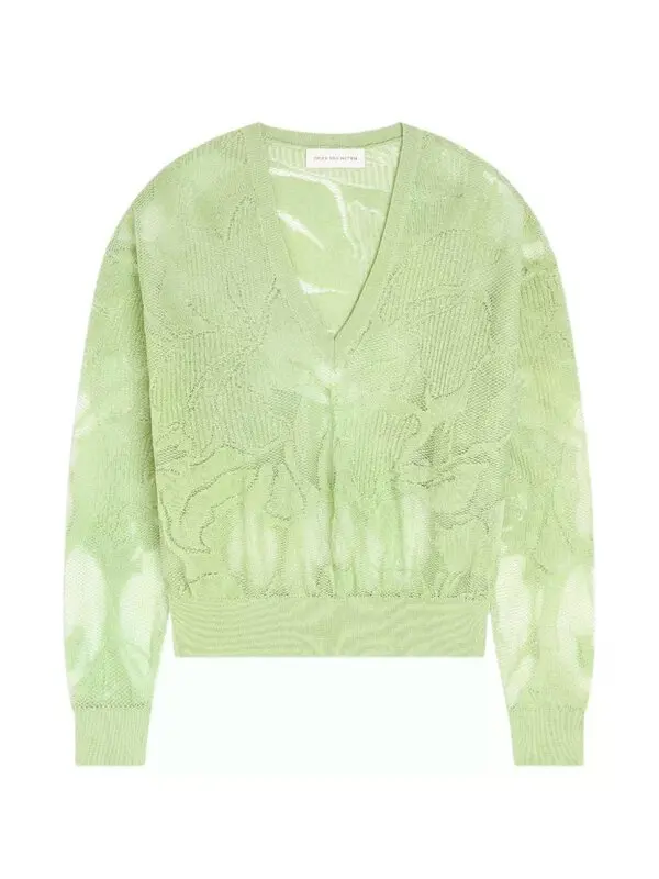 Dries Van Noten Lace V-neck Sweater - Green