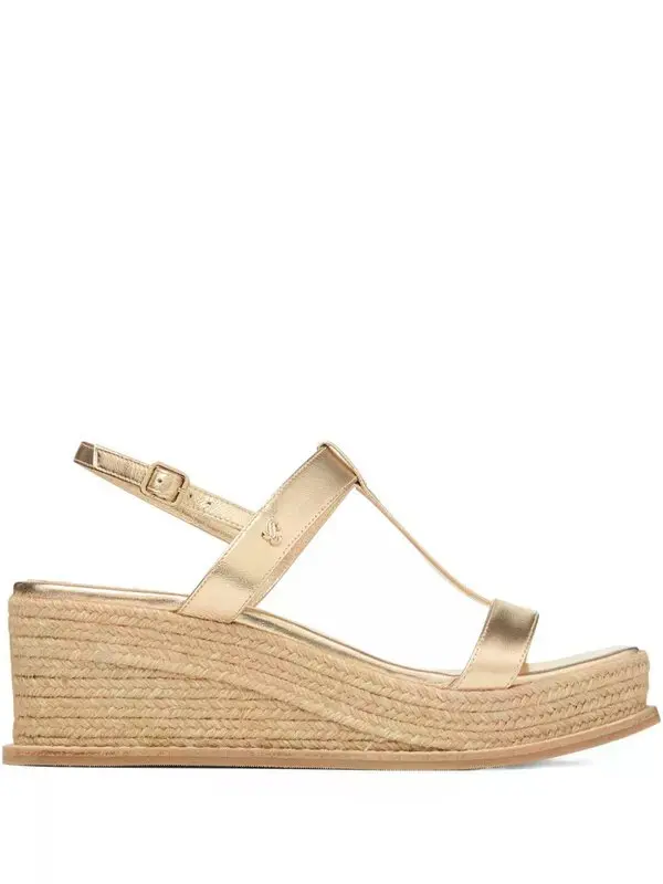 JIMMY CHOO 60mm Theia Heeled Espadrilles - Gold