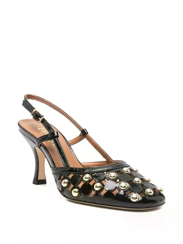 EVALUNA Studded Leather Pumps - Black
