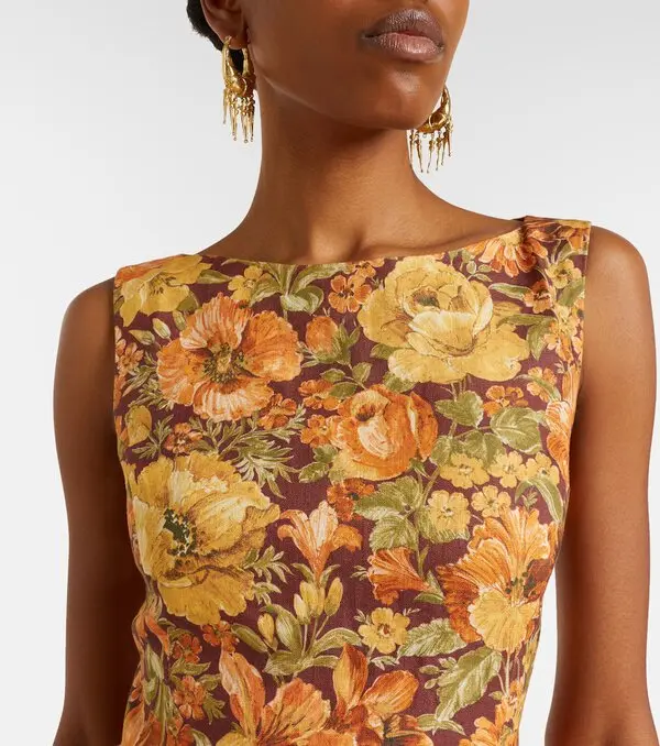 Faithfull The Brand Ana Floral Linen Top - Brown