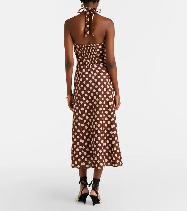 Faithfull The Brand Marais Polka-dot Linen Midi Dress
