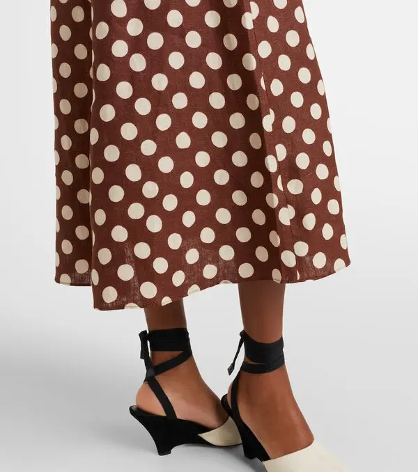Faithfull The Brand Marais Polka-dot Linen Midi Dress