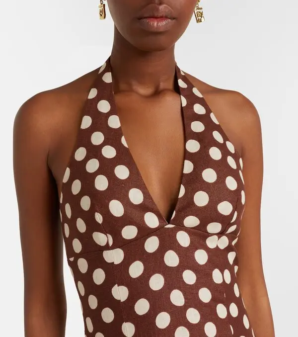 Faithfull The Brand Marais Polka-dot Linen Midi Dress