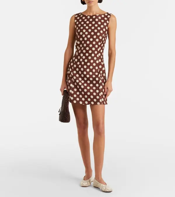 Faithfull The Brand Lydie Polka-dot Linen Minidress