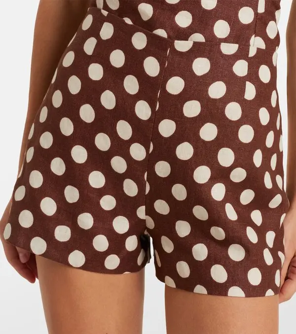 Faithfull The Brand Lila Polka-dot Linen Shorts - Brown