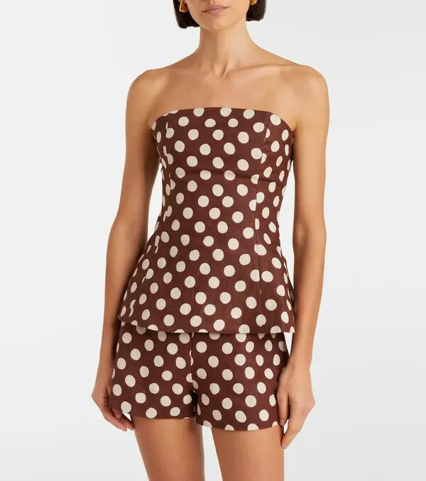 Faithfull The Brand Lila Polka-dot Linen Shorts - Brown