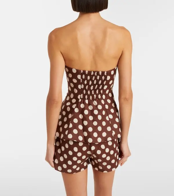 Faithfull The Brand Lila Polka-dot Linen Shorts - Brown