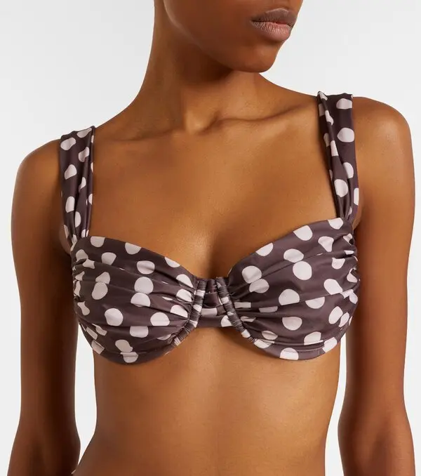 Faithfull The Brand Sol Polka-dot Bikini Top - Brown