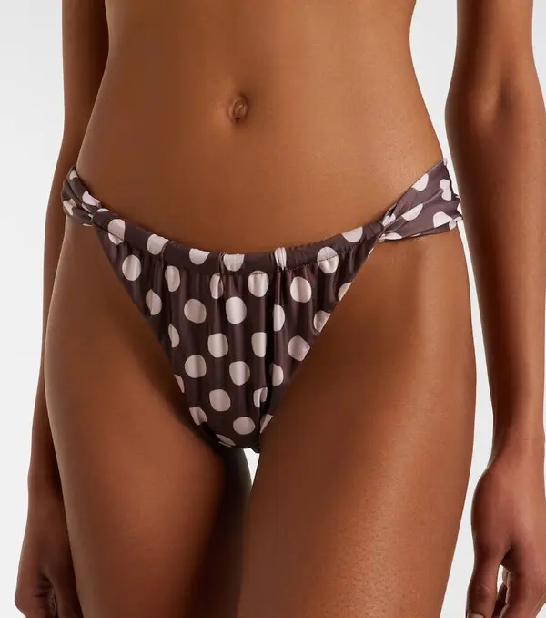 Faithfull The Brand Andez Gathered Polka-dot Bikini Bottom