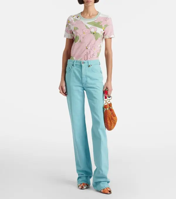 Chloé Woven Leather Shoulder Bag With Bird Handle - Orange