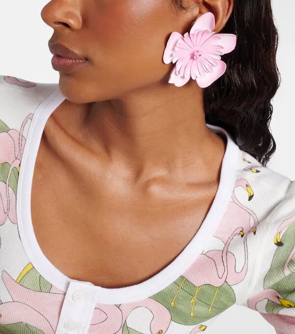 Chloé Floral Clip-on Earrings - Pink