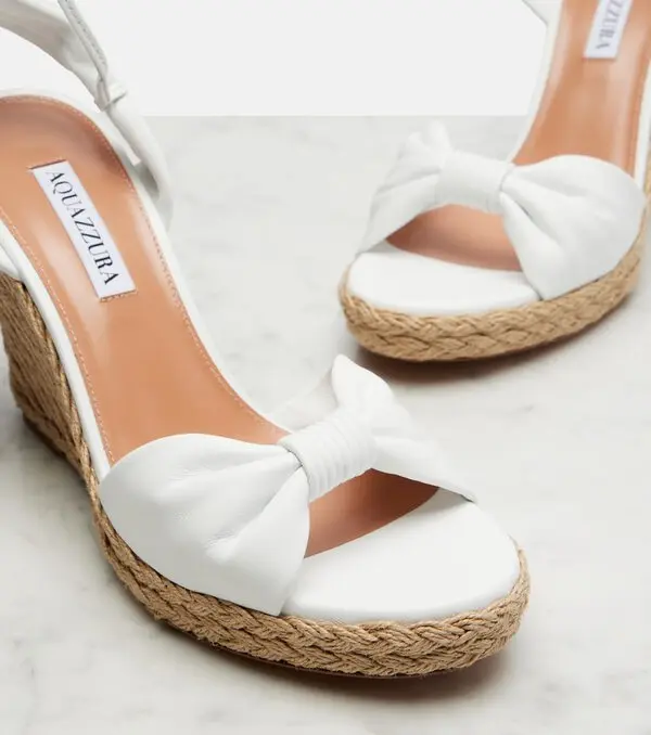 AQUAZZURA Carina Leather Espadrille Wedges - White