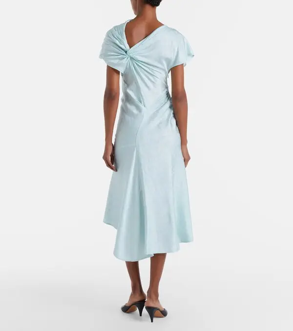 Victoria Beckham Asymmetric Floral Midi Dress