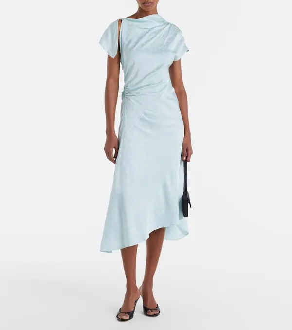 Victoria Beckham Asymmetric Floral Midi Dress