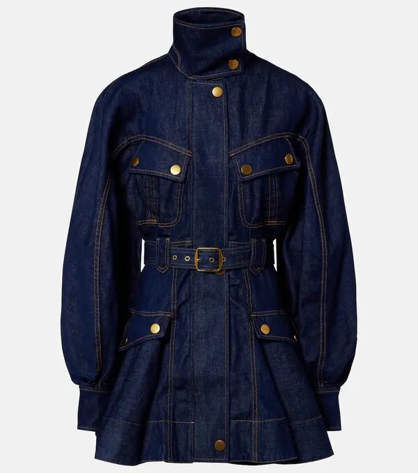 Zimmermann Luna Belted Denim Minidress - Blue