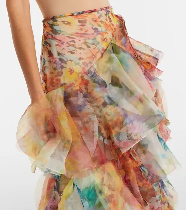 Zimmermann Luna Floral Ruffled Maxi Skirt