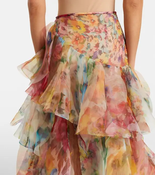 Zimmermann Luna Floral Ruffled Maxi Skirt