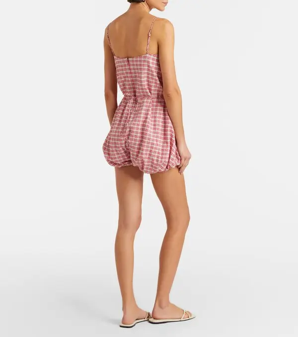 Faithfull The Brand Riatto Checked Cotton Romper