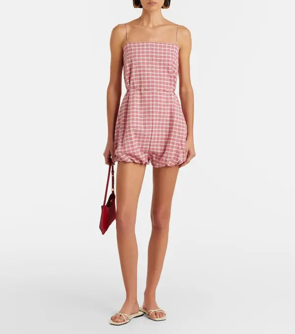 Faithfull The Brand Riatto Checked Cotton Romper