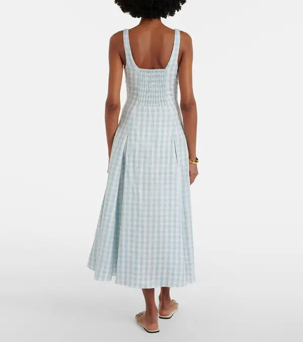 Faithfull The Brand Adalee Gingham Midi Dress - Blue