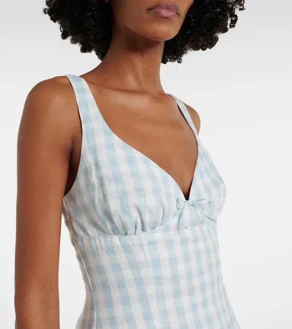Faithfull The Brand Adalee Gingham Midi Dress - Blue