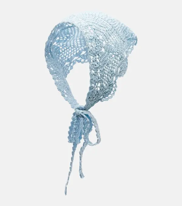 Anna Kosturova Crochet Cotton Head Scarf - Blue